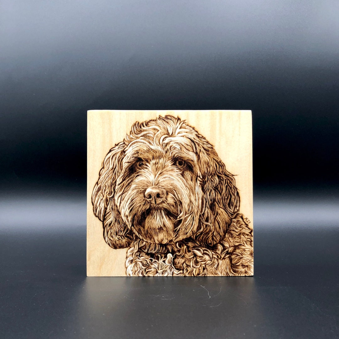 6x6 Inch Example Piece for Custom Wood-burned Pet Portrait, Desktop Pet ...