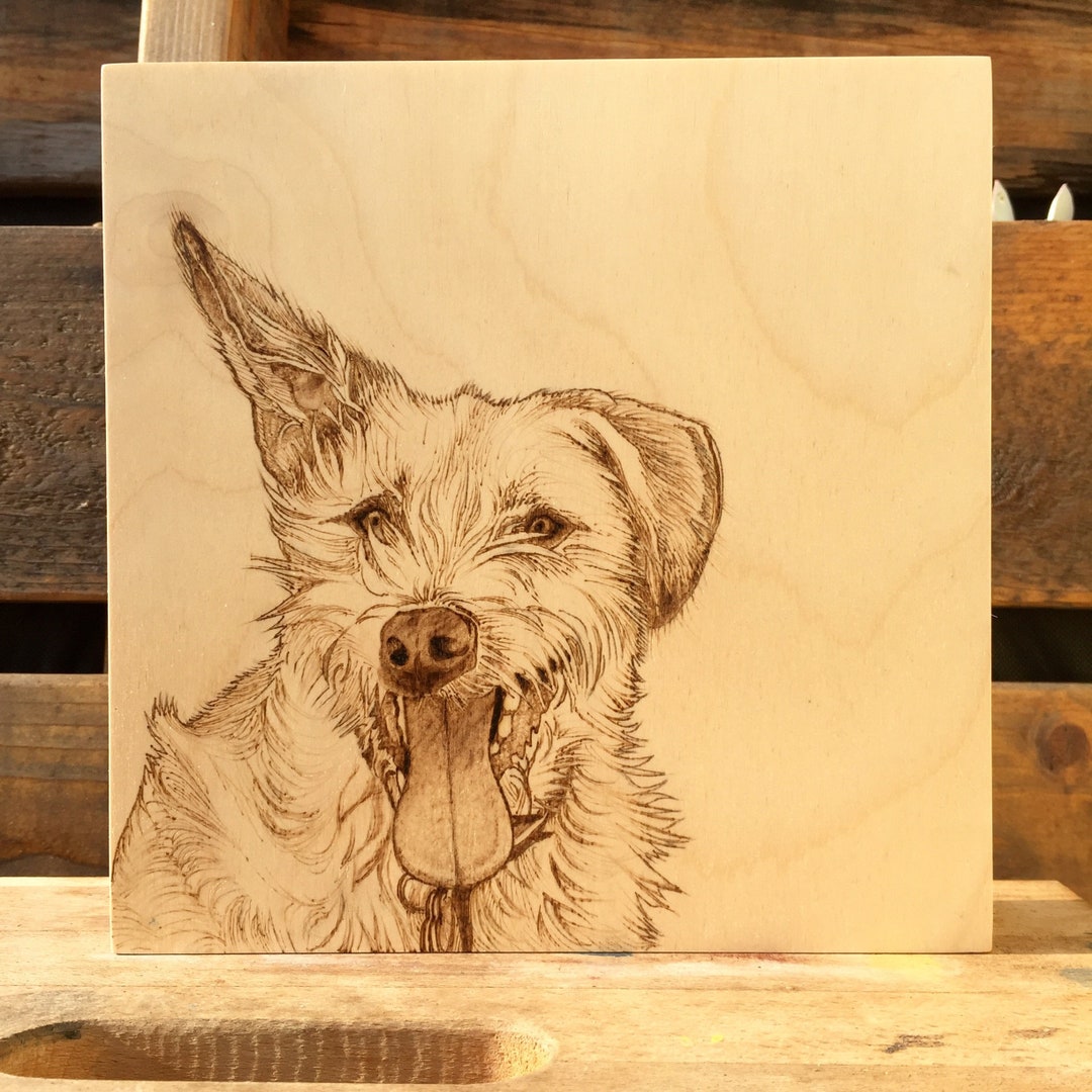 6x6 Inch Example Piece for Custom Wood-burned Pet Portrait, Pet ...