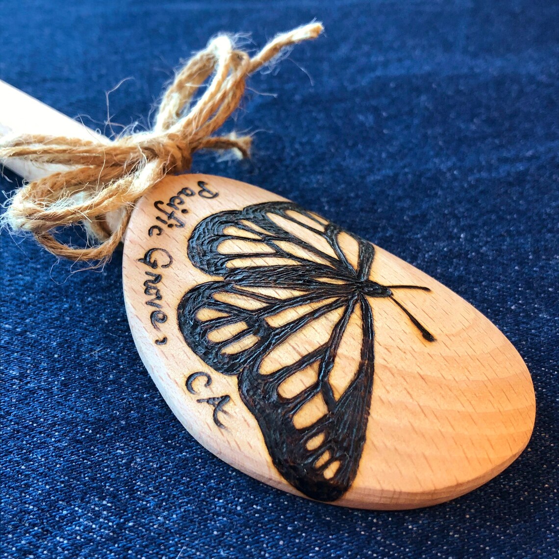 Monarch Butterfly 12-inch French Beech Wood Spoon | Etsy