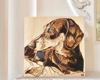 6x6 Inch Example Piece for Wood-burned Pet Portrait Custom | Etsy