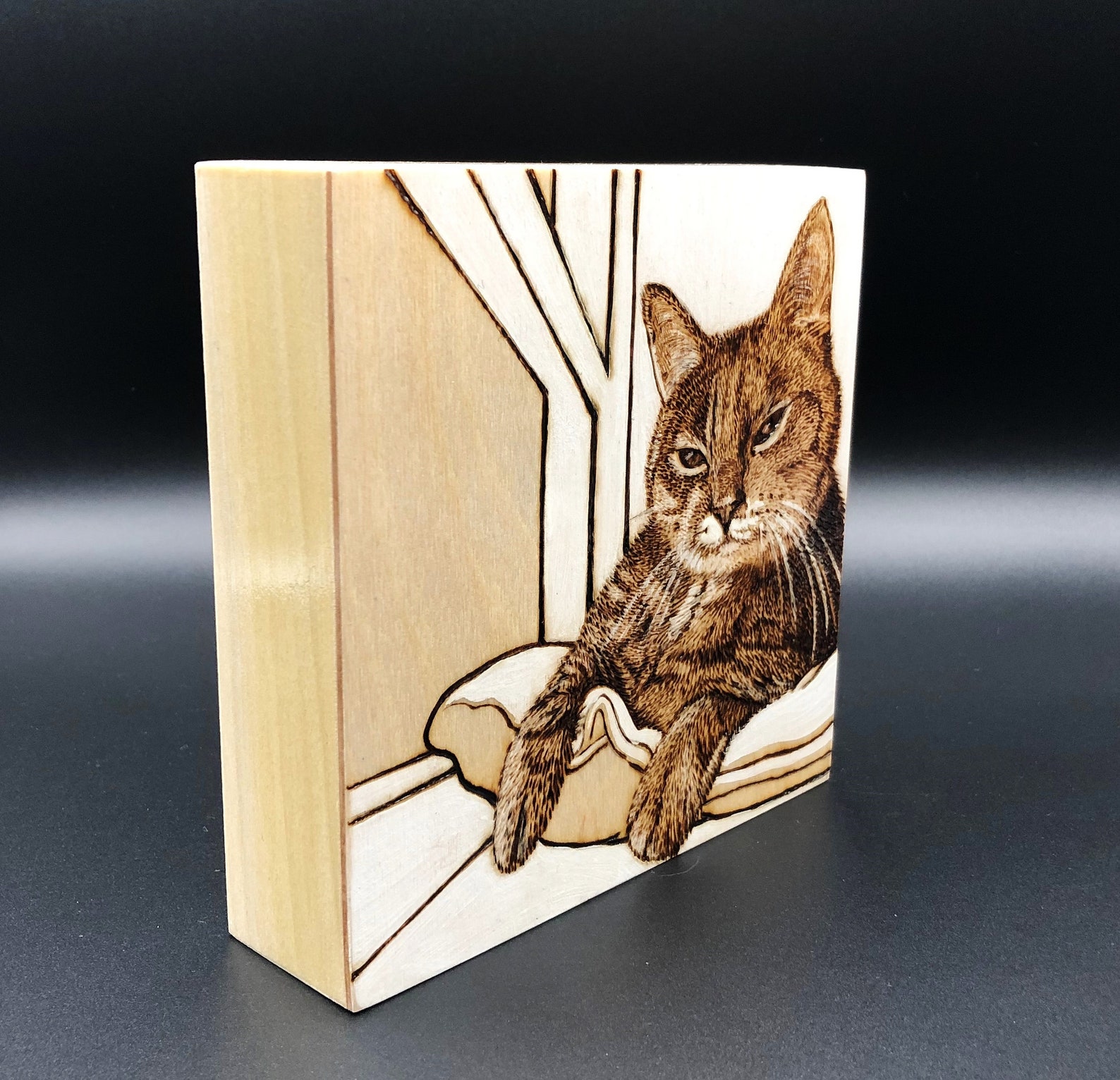 6x6 Inch Example Piece for Wood-burned Pet Portrait Custom | Etsy