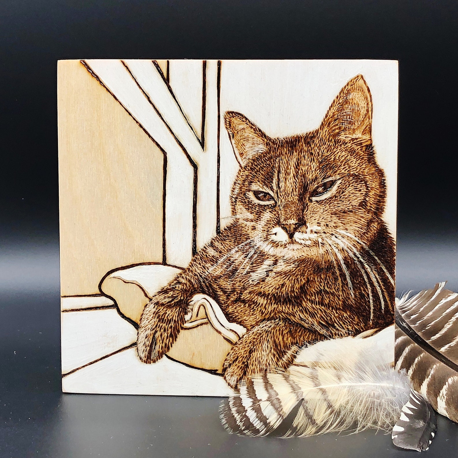6x6 Inch Example Piece for Wood-burned Pet Portrait Custom | Etsy