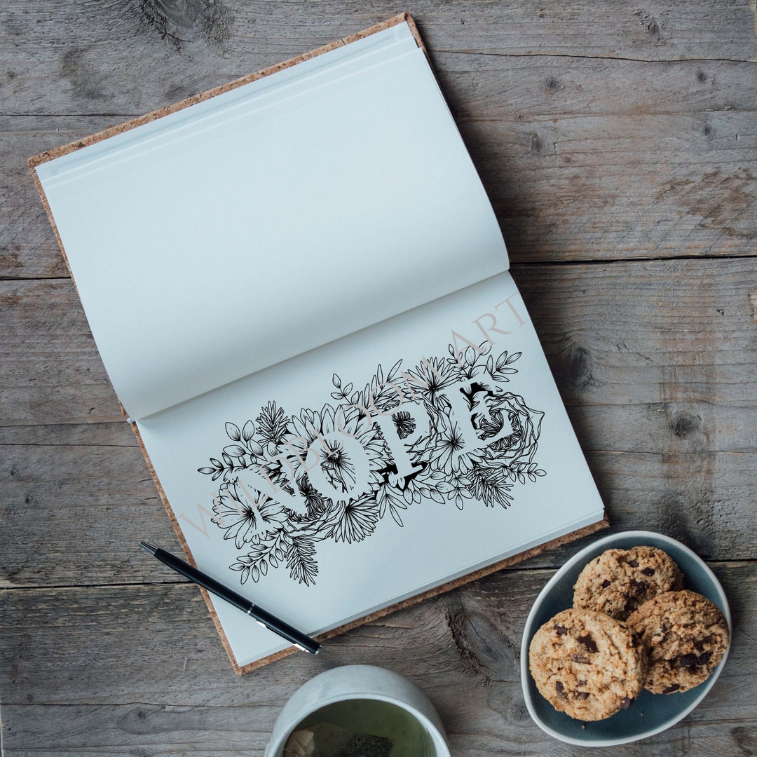 Floral Nope Line Drawing, Botanical Print, Lettering Print, Quote ...