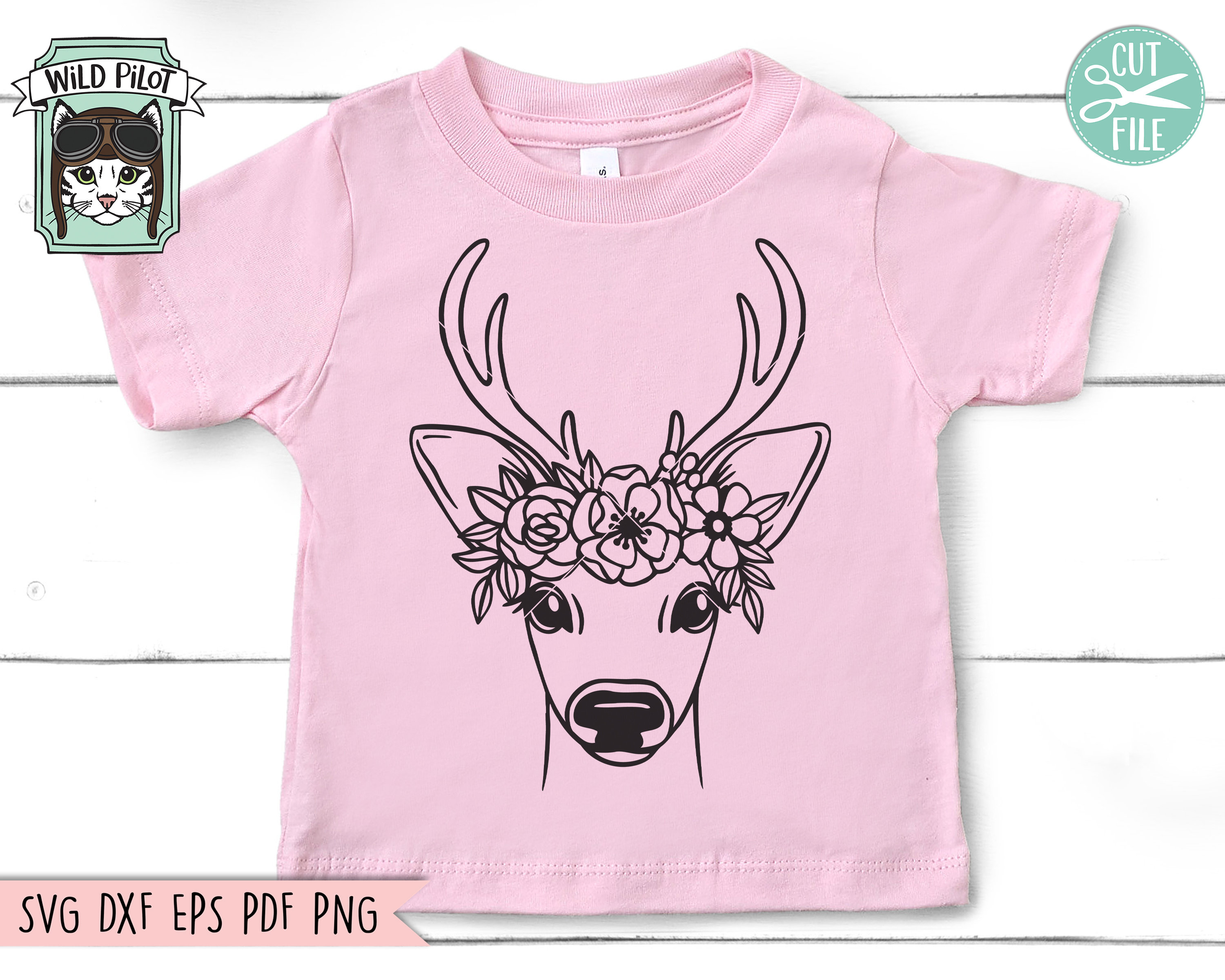 Deer Face SVG Reindeer Svg Deer Flower Crown SVG Deer Cut - Etsy