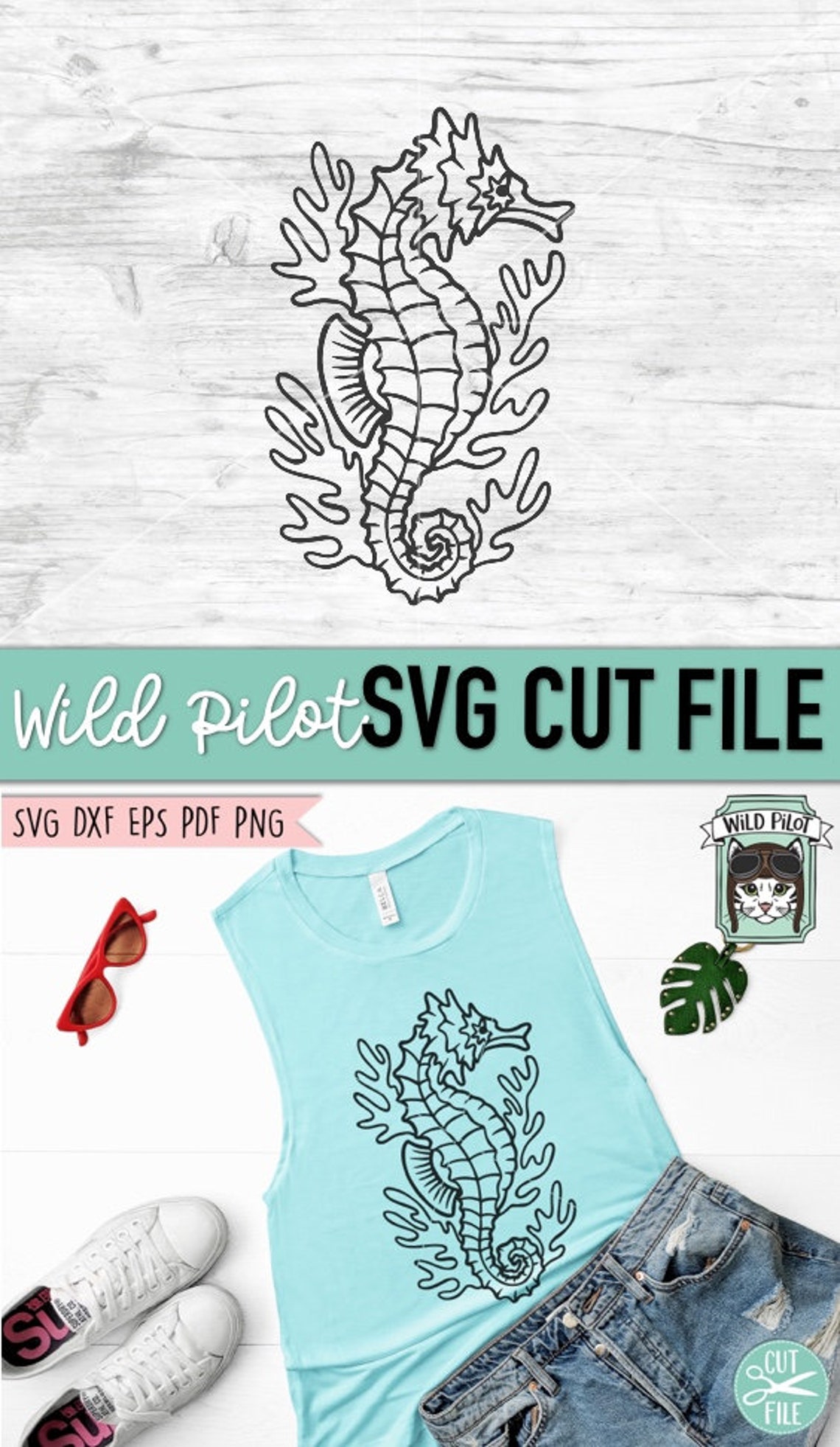Seahorse SVG File, Seahorse Cut File, Seahorse Coral SVG File, Summer ...
