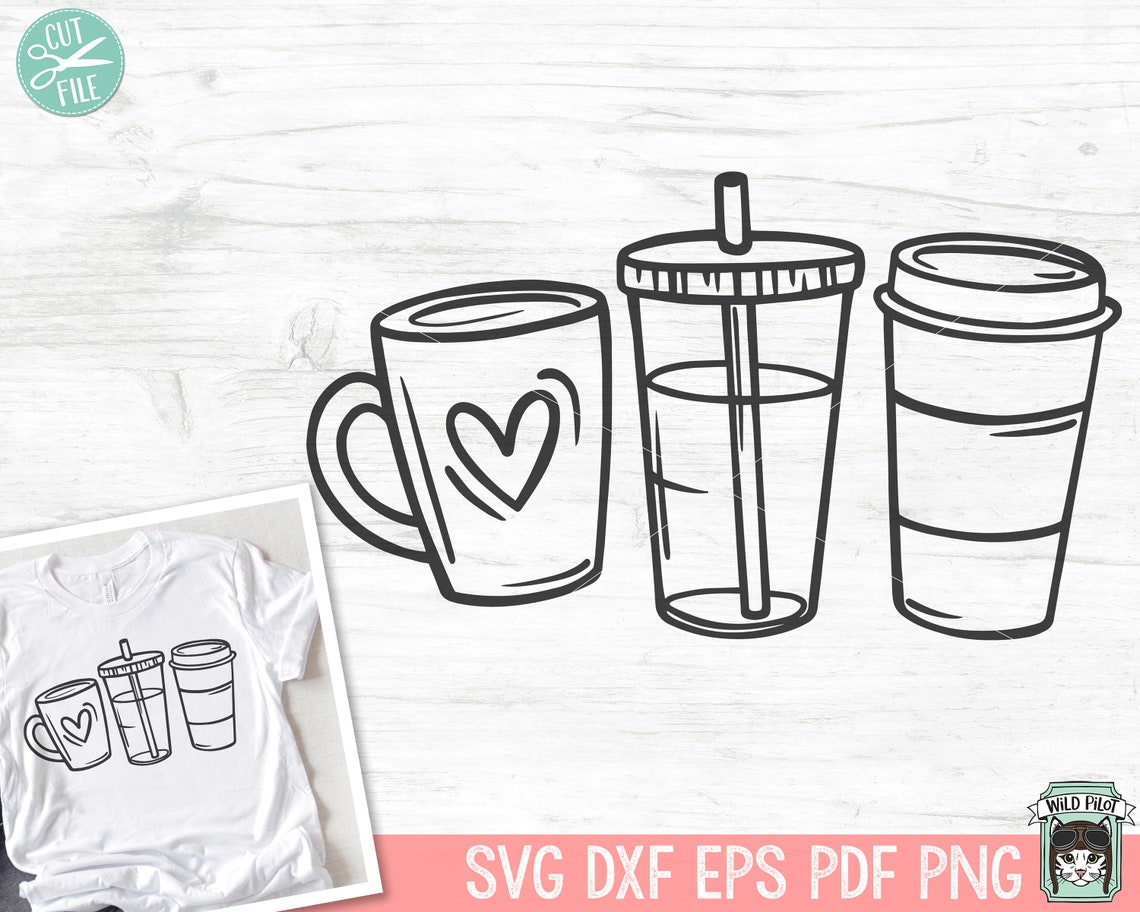 Coffee Cups SVG Coffee Lover SVG I Love Coffee SVG Iced - Etsy