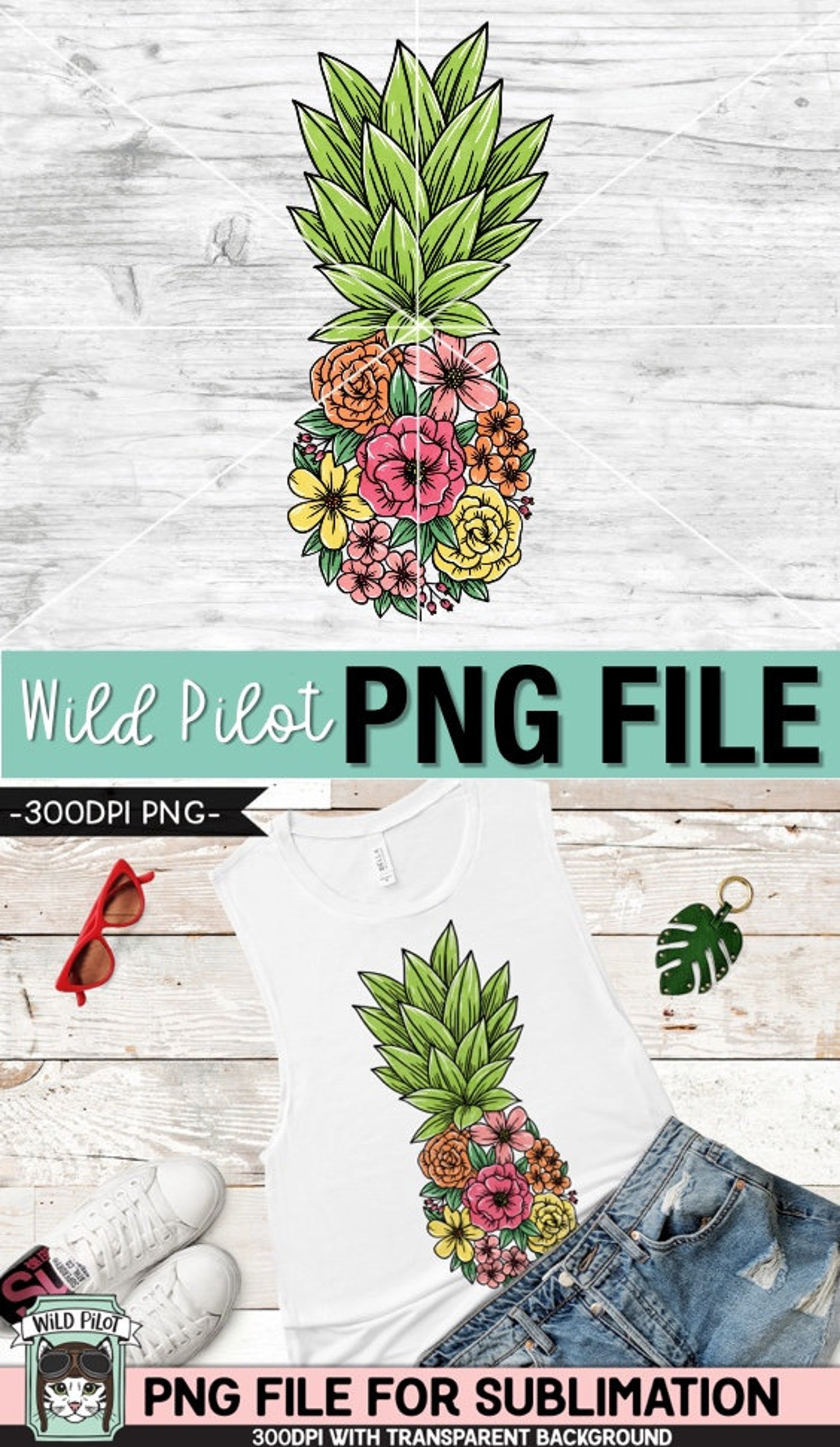 Floral Pineapple SUBLIMATION Designs Png, Flower Pineapple Sublimation ...