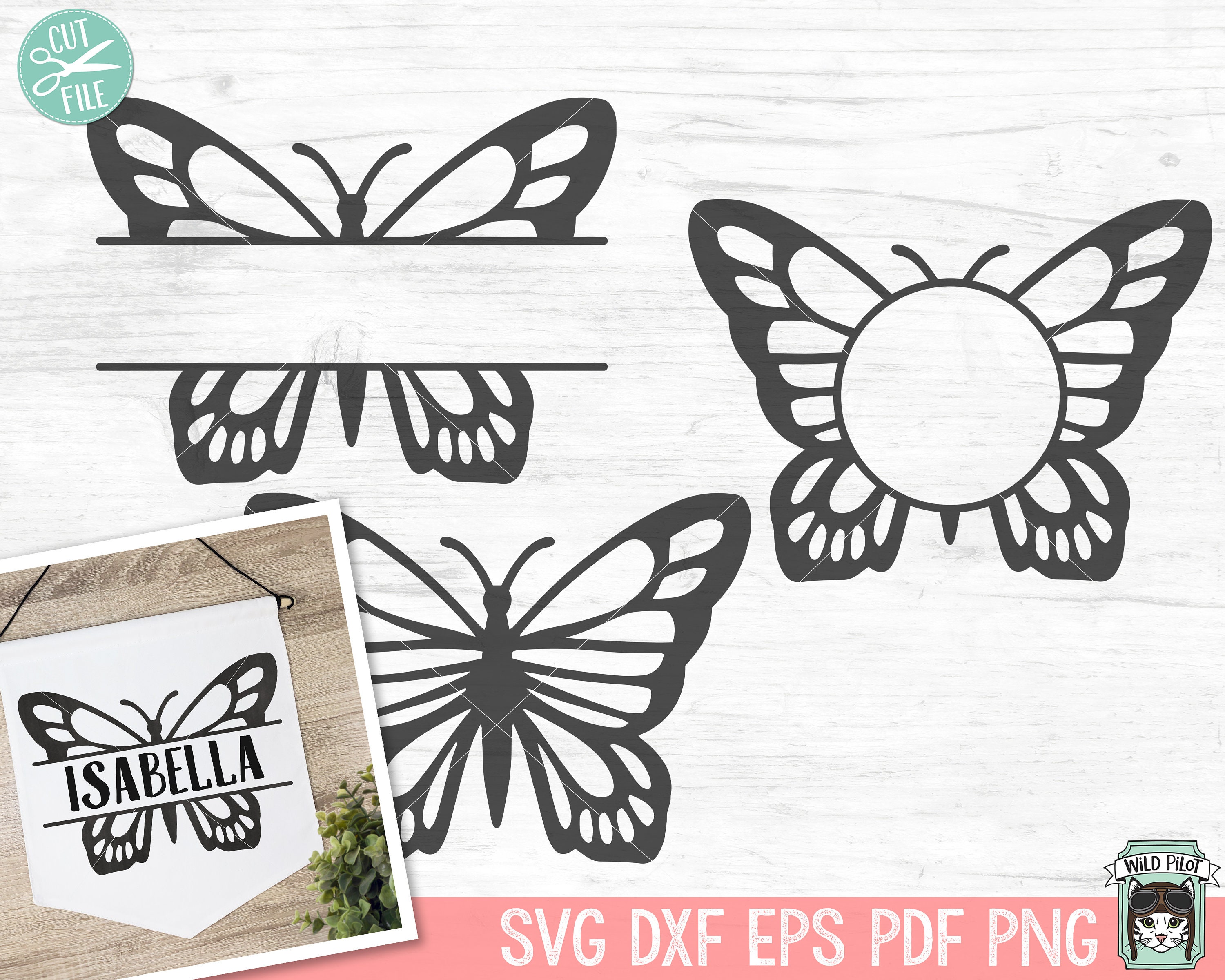 Butterfly Monogram SVG File Butterfly Split Frame SVG File - Etsy