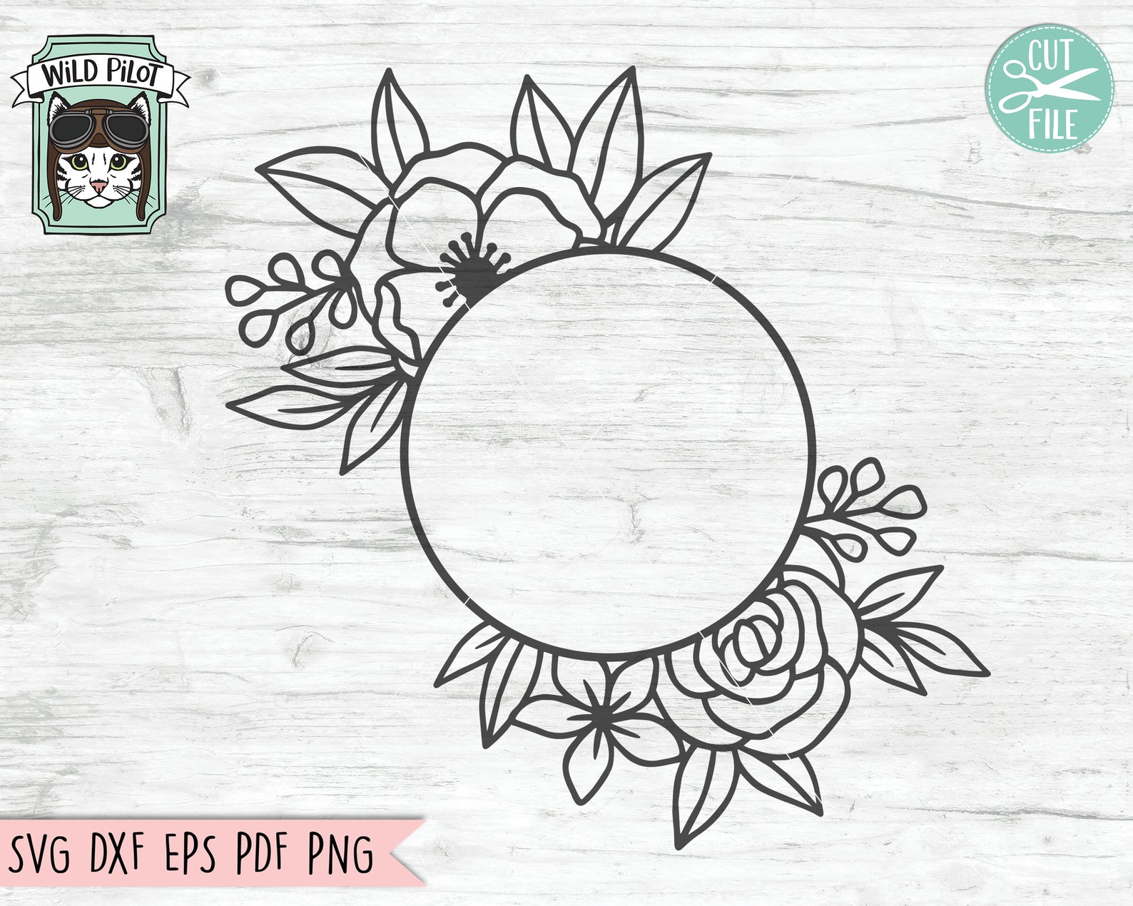 Floral Frame SVG Floral Frame Cut File Round Flower Frame - Etsy