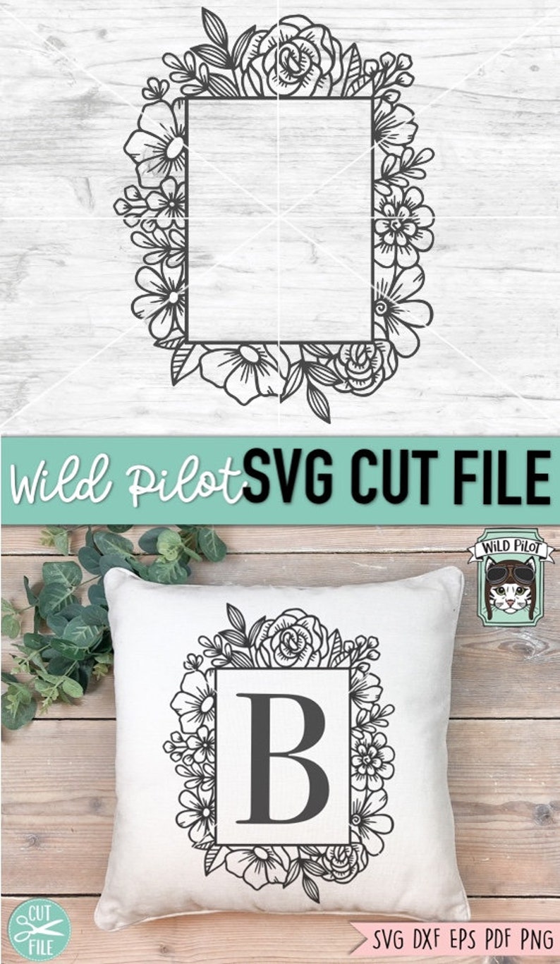 Floral Frame SVG Floral Frame Cut File Rectangle Flower | Etsy UK