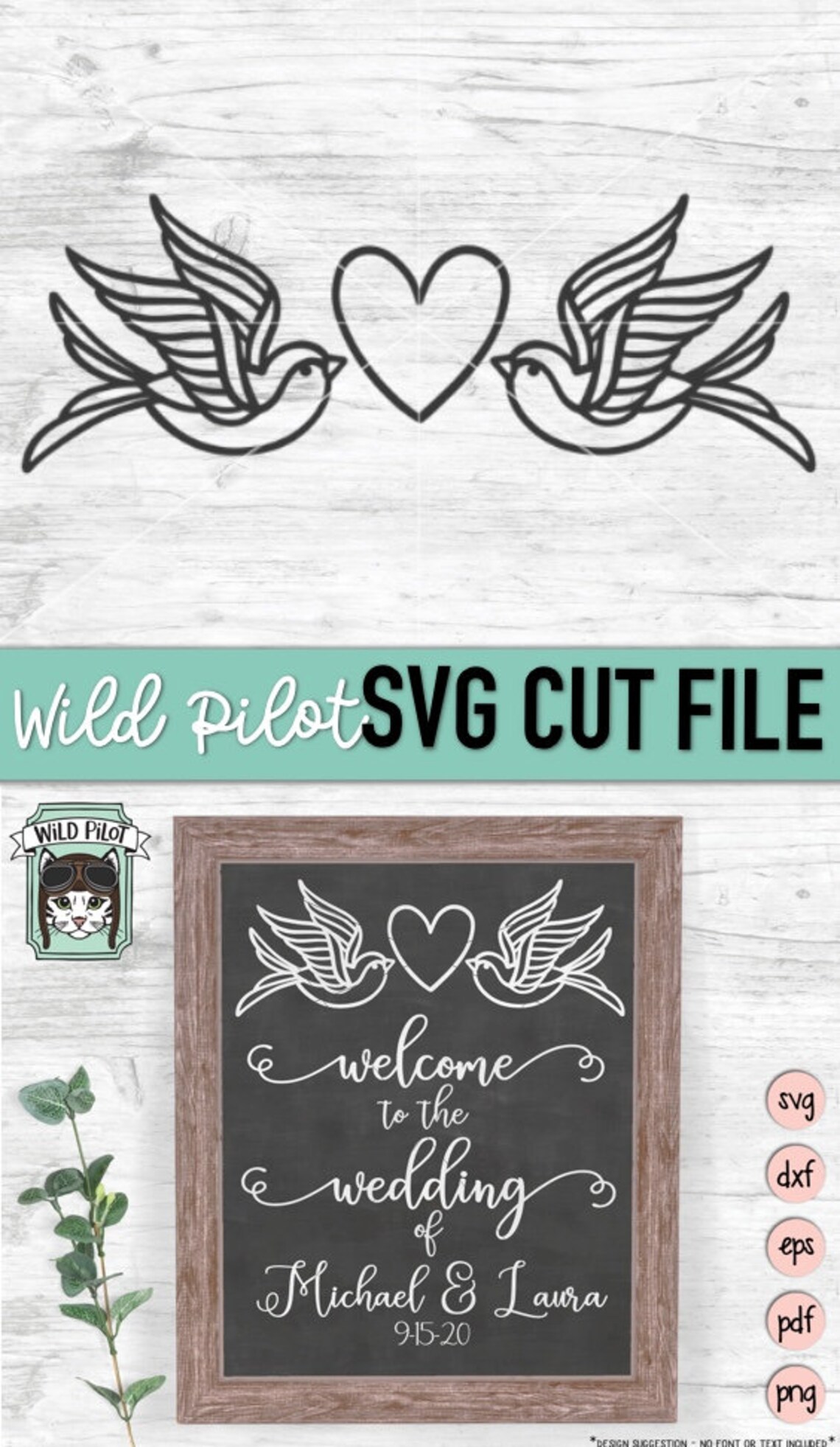 Bird SVG File, Bird Heart SVG File, Valentines Day Svg, Valentine Cut ...