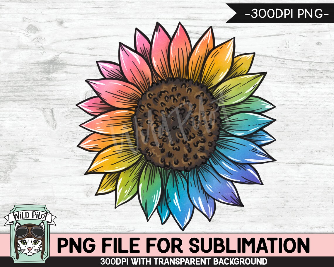 Rainbow Sunflower SUBLIMATION Design PNG Rainbow Sunflower - Etsy