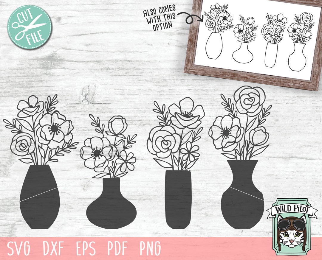 Flower Vase SVG File, Flower SVG Files, Floral Svg Files, Flower Cut ...