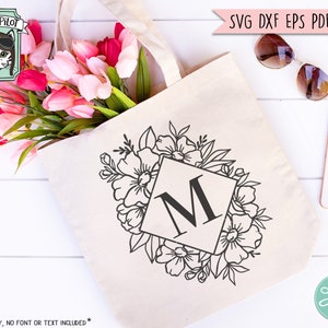 Floral Frame SVG, Floral Frame Cut File, Diamond Flower Frame, Floral ...