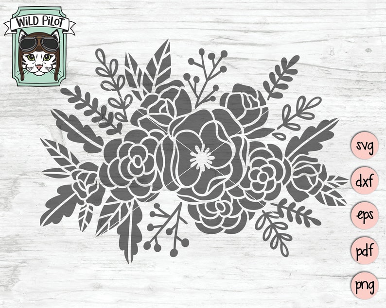 Flower SVG File, Floral SVG File, Bouquet Flowers SVG, Border Floral ...