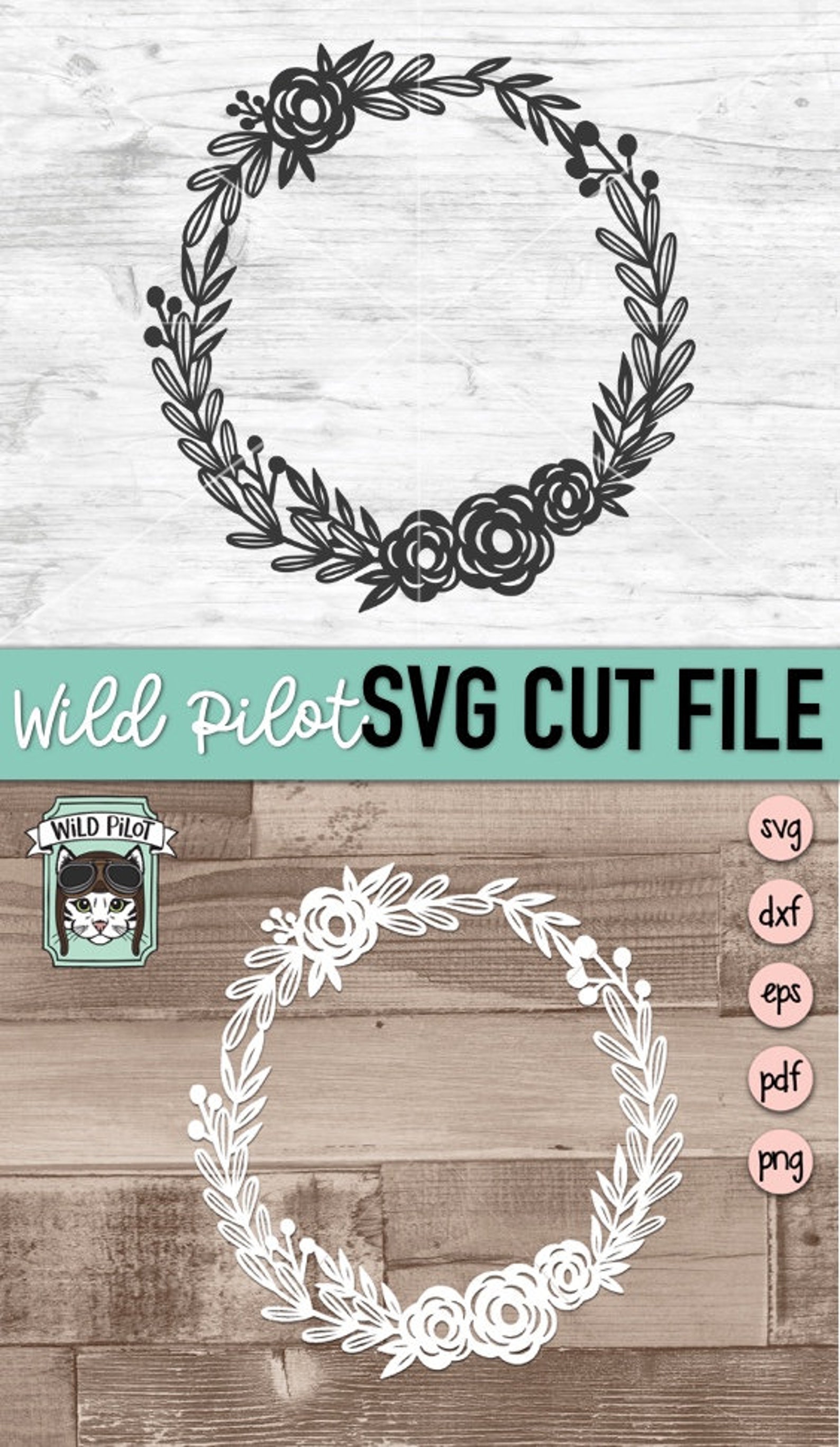 Wreath SVG File Flower Wreath Cut File Wreath Vector Floral - Etsy