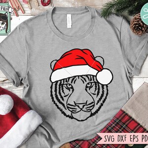 Tiger Santa Hat Svg File, Tiger With Hat Svg, Christmas Svg File, Tiger ...