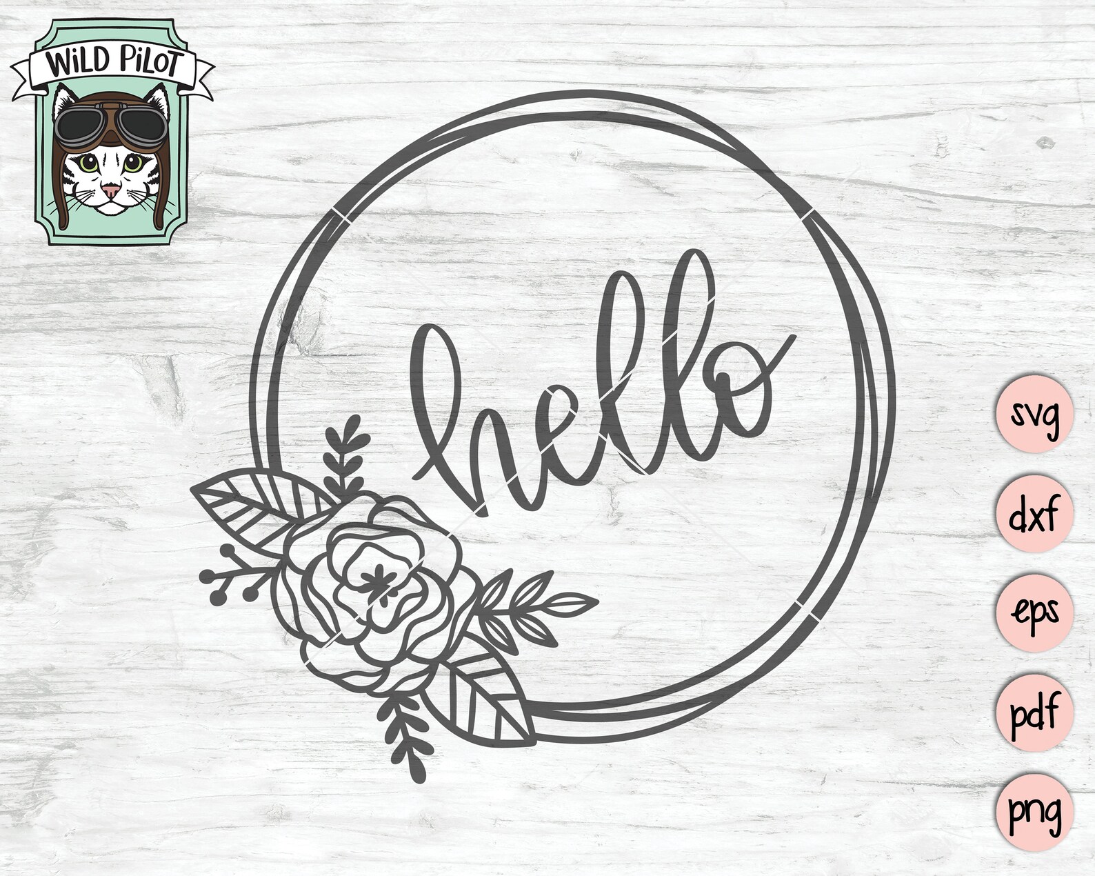 Hello SVG File Flower Wreath Svg Circle Wreath Clipart - Etsy