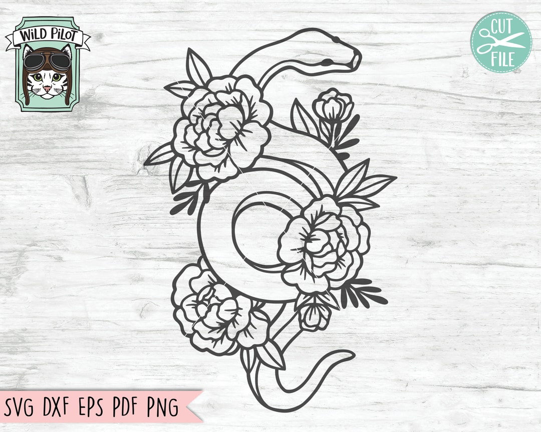Flower Snake SVG File, Snake With Flowers SVG, Snake Cut File, Animal ...