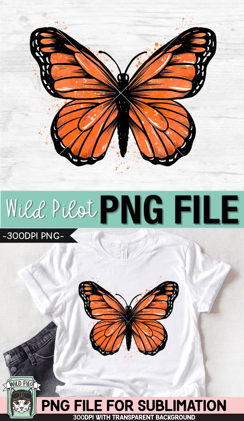 Monarch Butterfly SUBLIMATION Design PNG Watercolor Butterfly | Etsy