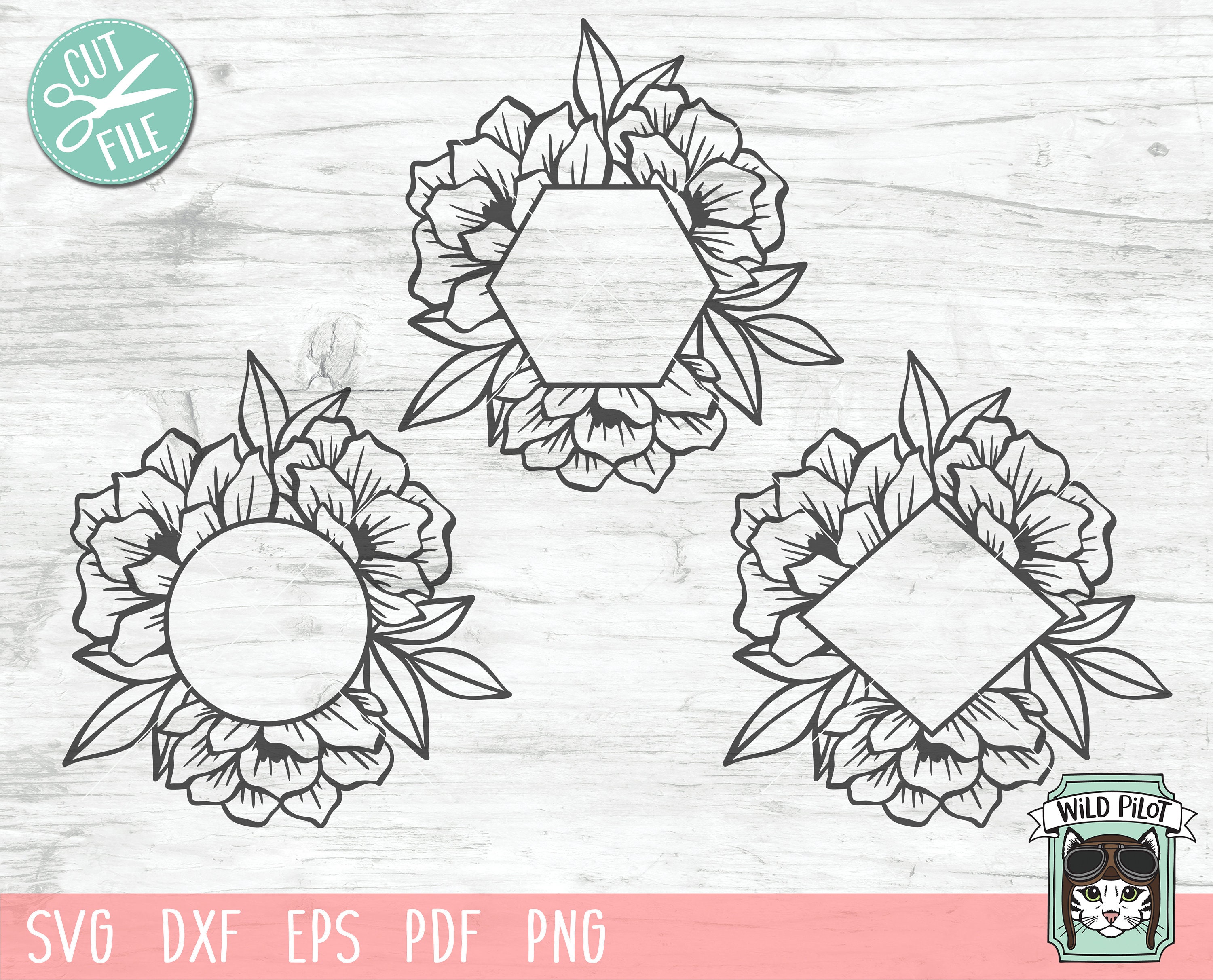Flower Monogram Frame SVG File Monogram Frame Cut File - Etsy