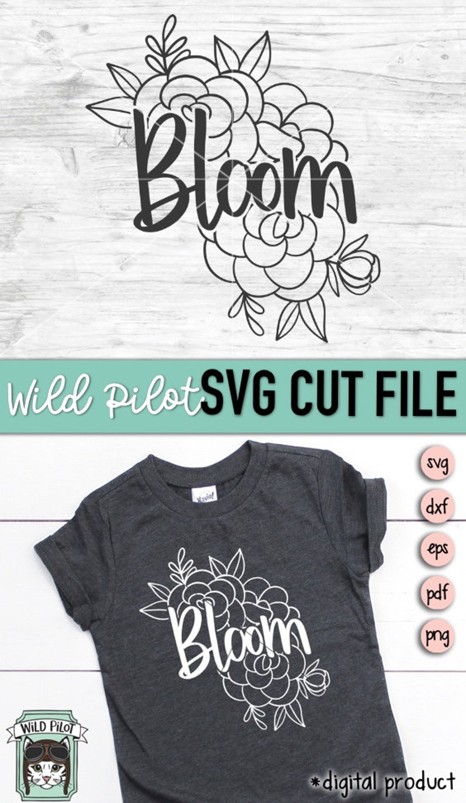 Bloom SVG file Bloom Floral SVG file Bloom Flowers SVG | Etsy