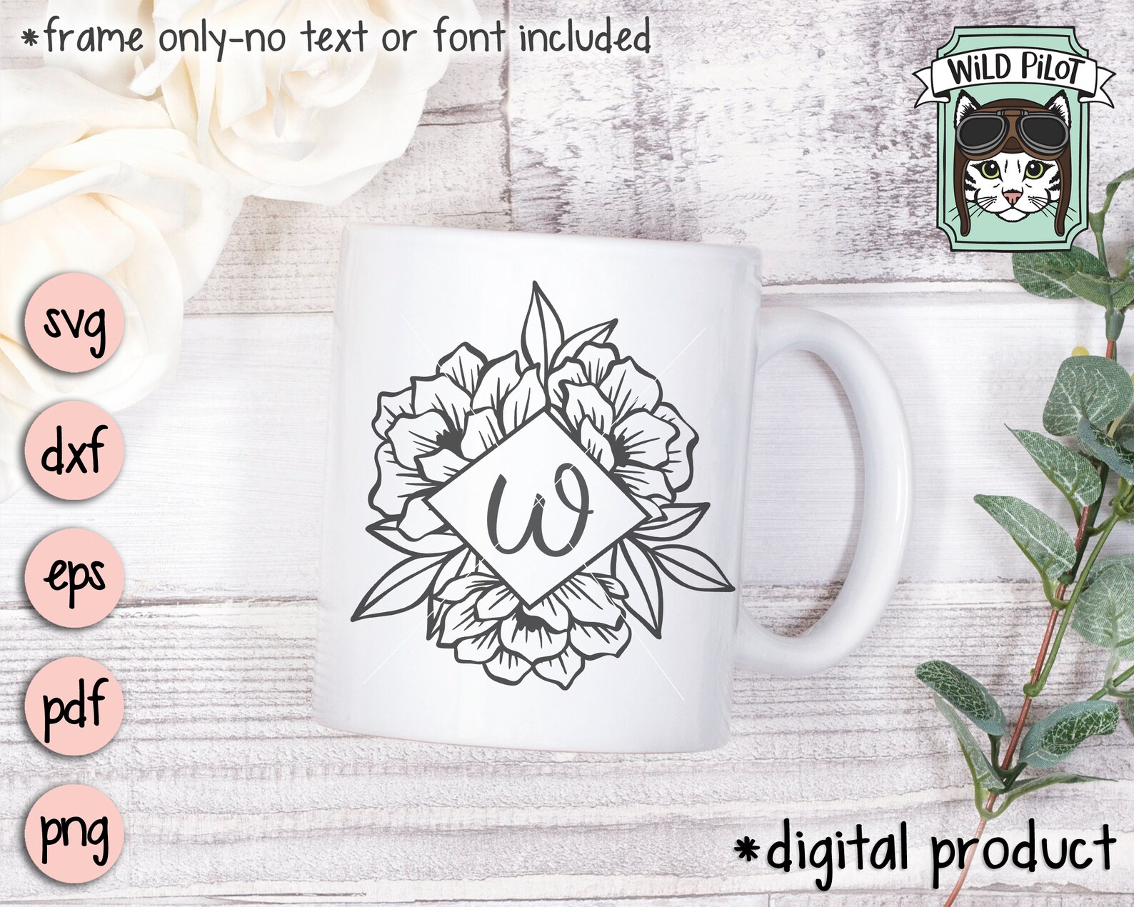 Flower Monogram Frame SVG File Monogram Frame Cut File - Etsy