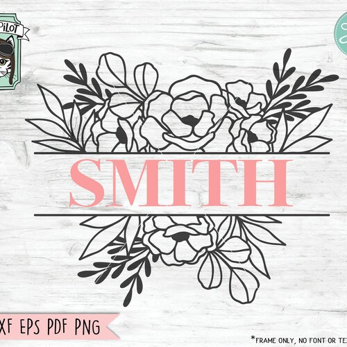 Floral Split Monogram Frame SVG File Split Monogram Svg - Etsy