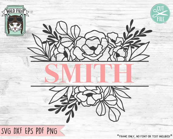 Floral Split Monogram Frame SVG File Split Monogram Svg - Etsy