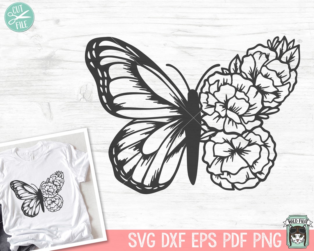 Butterfly SVG File, Floral Butterfly Svg, Butterfly Flowers, Butterfly ...