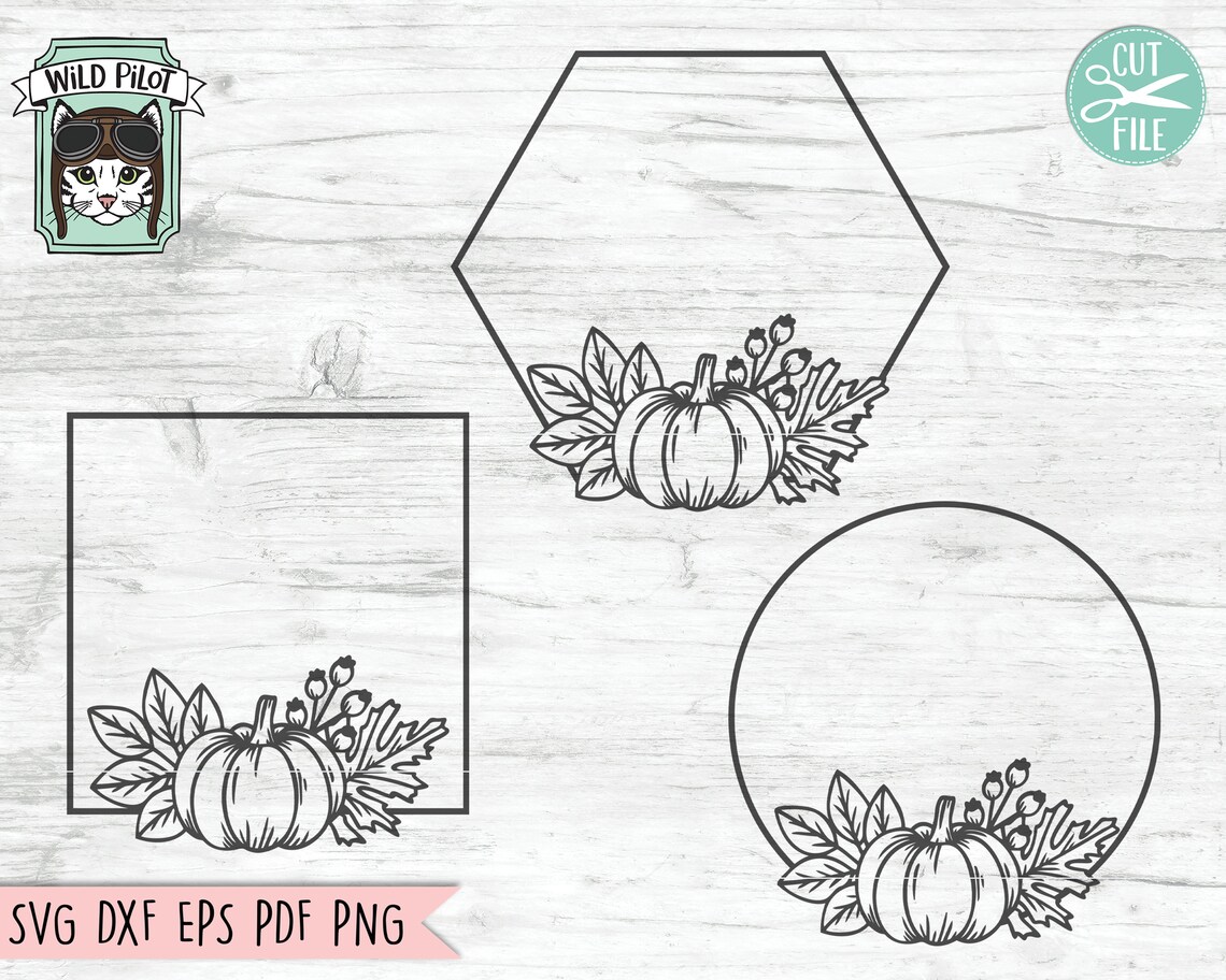 Pumpkin Frame svg Pumpkin Wreath svg Pumpkin Monogram Frame | Etsy