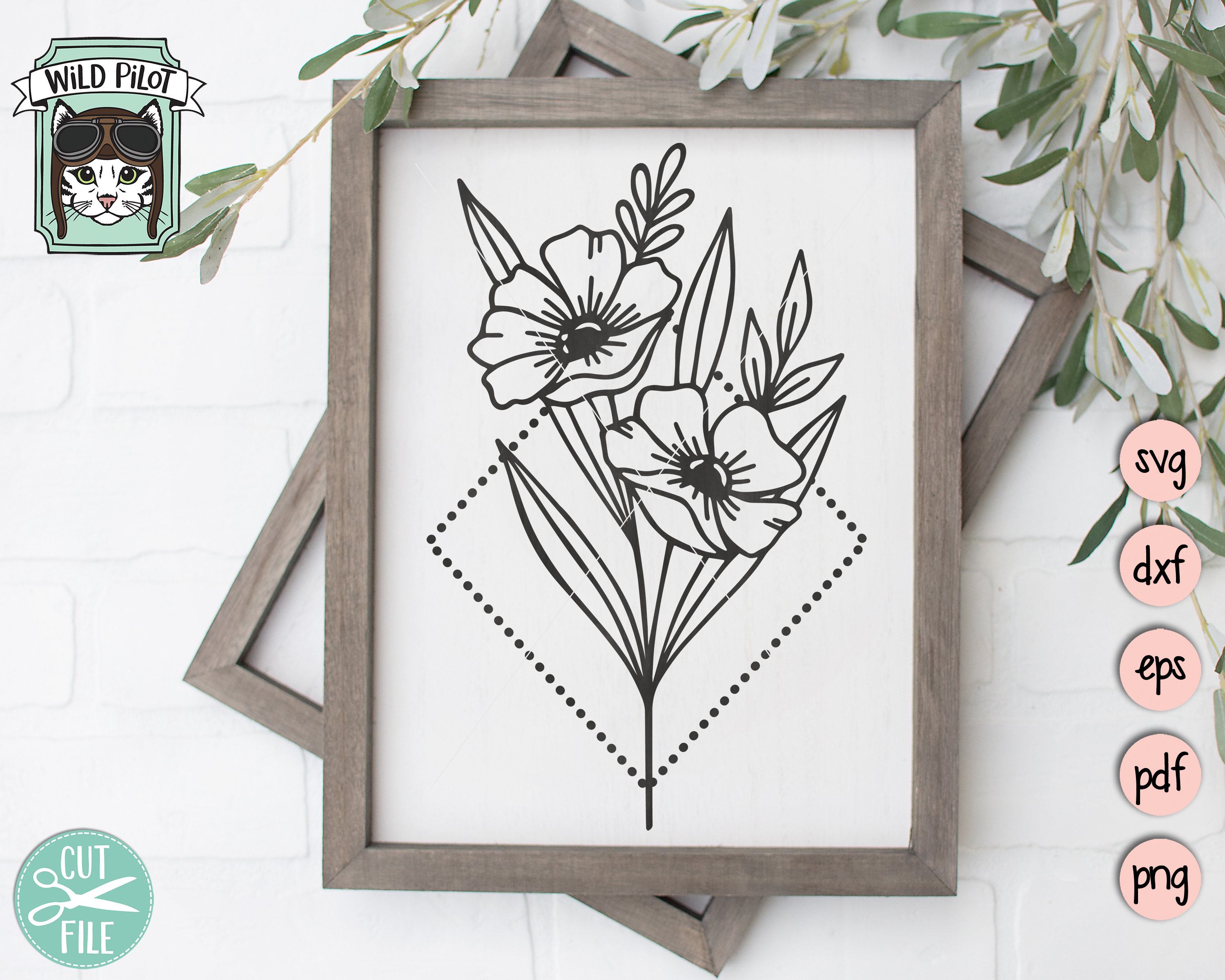Flower Bouquet Svg File, Flower Svg, Floral Svg, Geometric Floral Svg ...