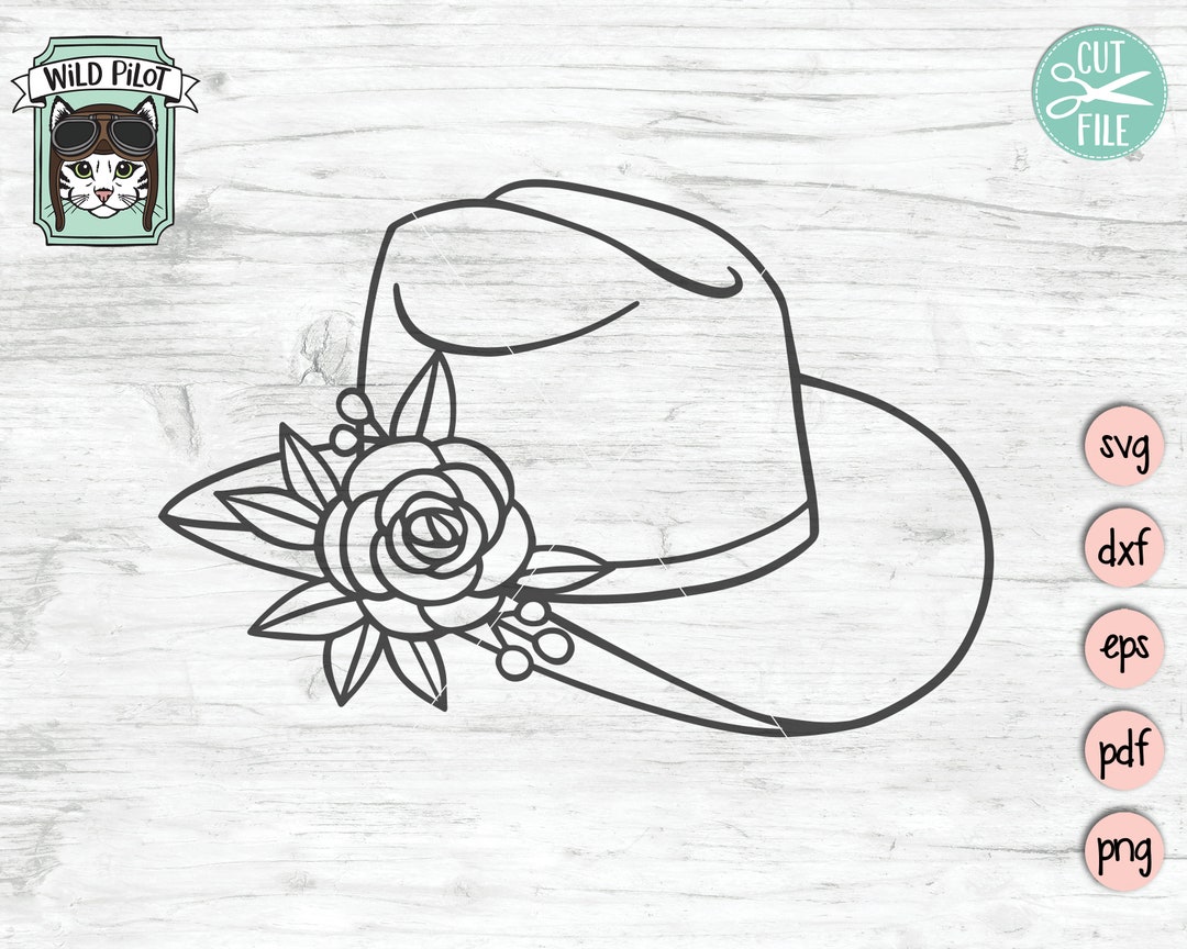 Cowboy Hat SVG File, Cowboy Hat With Flowers SVG File, Cowboy Hat ...