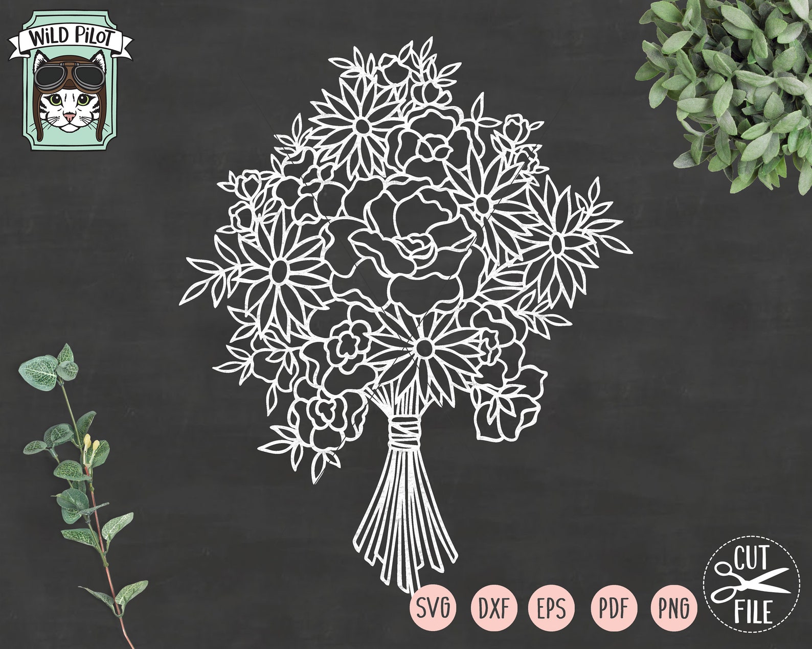 Flower SVG Files Bouquet SVG File Bouquet of Flowers SVG - Etsy