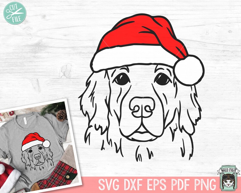 Dog Santa Hat Svg File, Christmas Dog Svg, Golden Retriever Svg ...