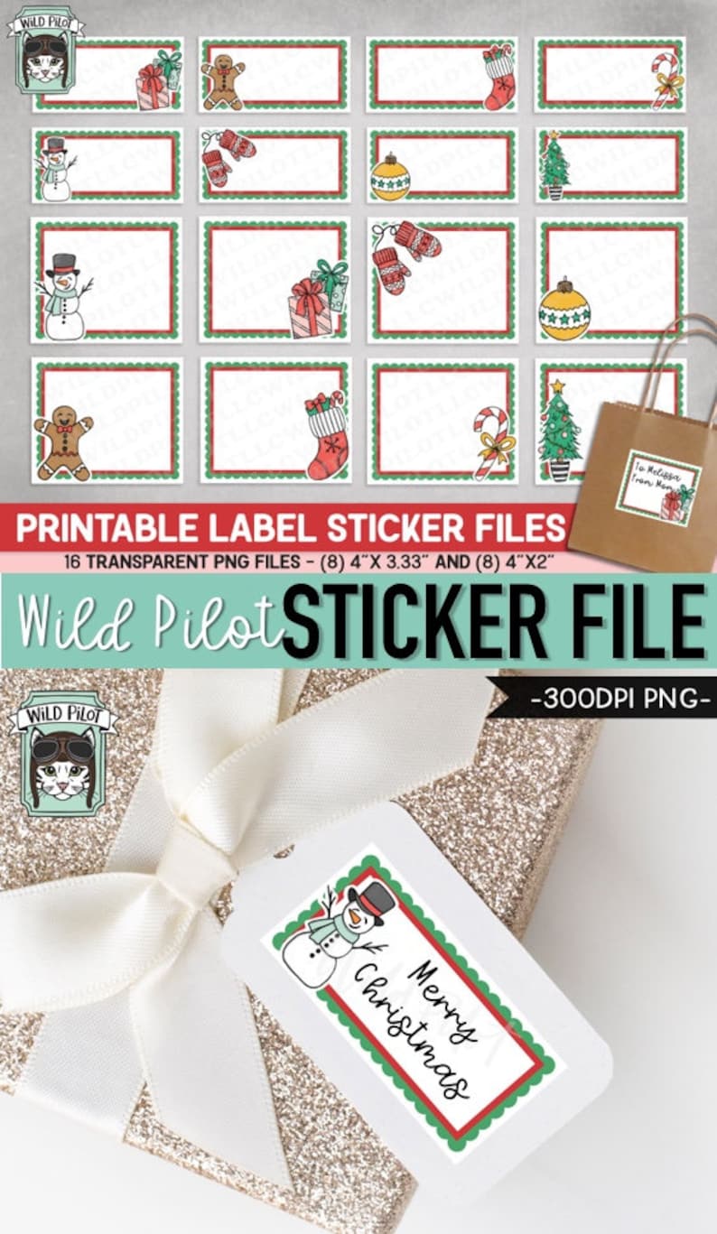 PRINTABLE Christmas Label Sticker Files PNG File Printable - Etsy