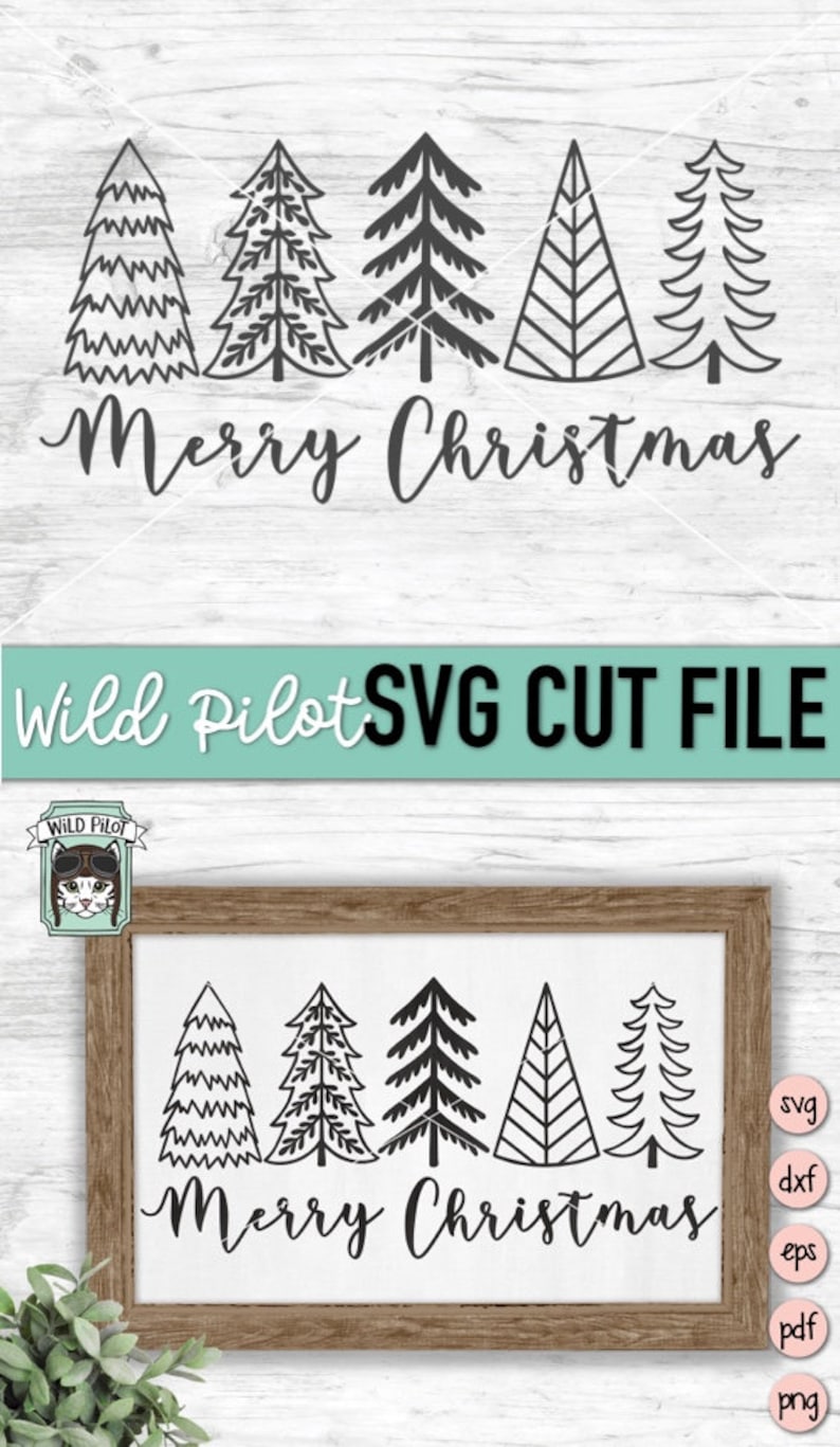 Christmas Trees SVG File Merry Christmas Trees Svg File Row | Etsy
