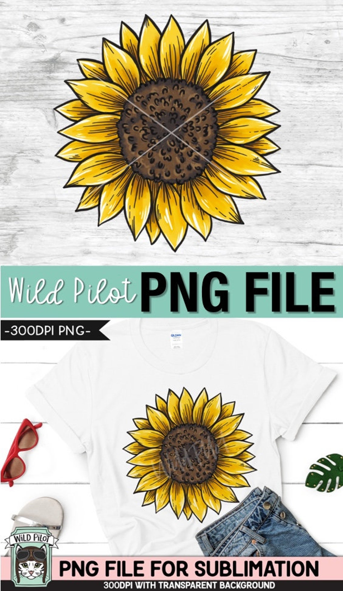 Sunflower SUBLIMATION Designs Png Sunflower Sublimation - Etsy