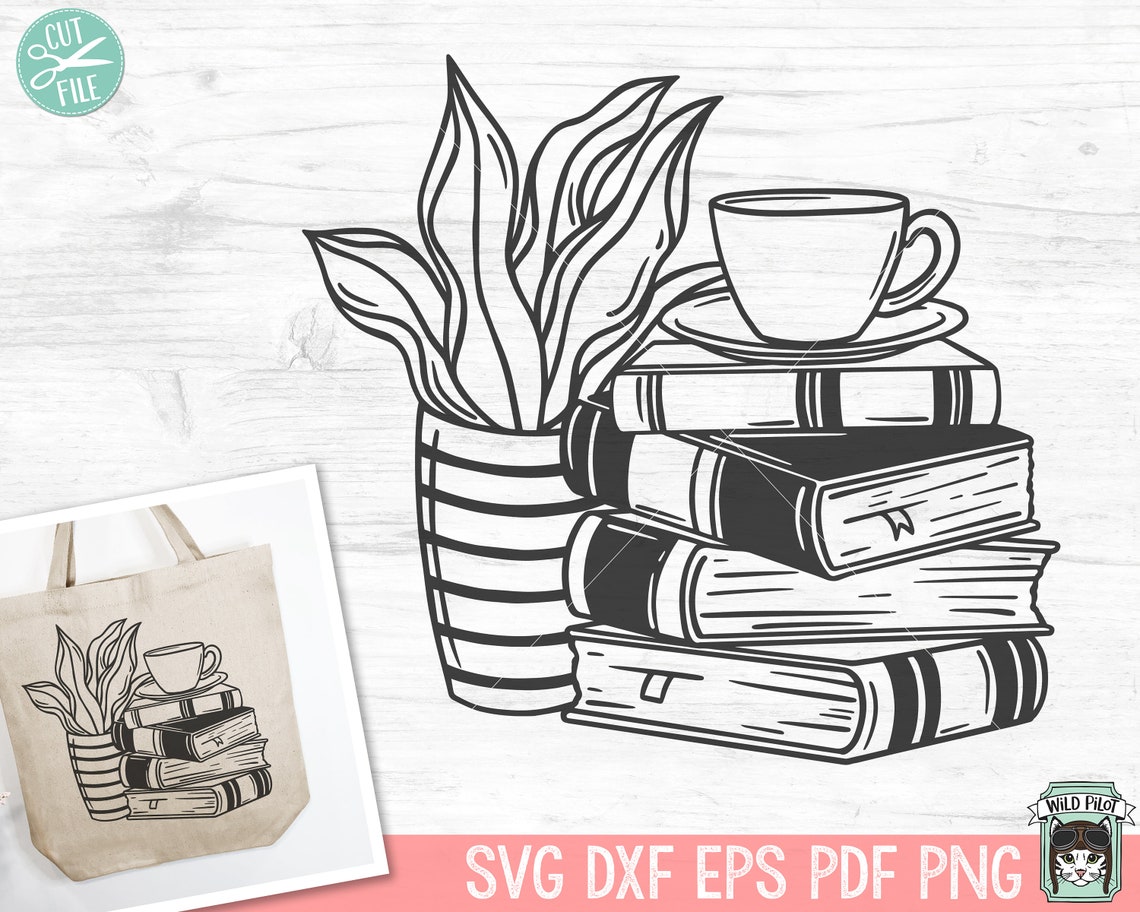 Books SVG, Reading SVG, Book Lover SVG, Librarian Svg, Books Teacup Svg ...