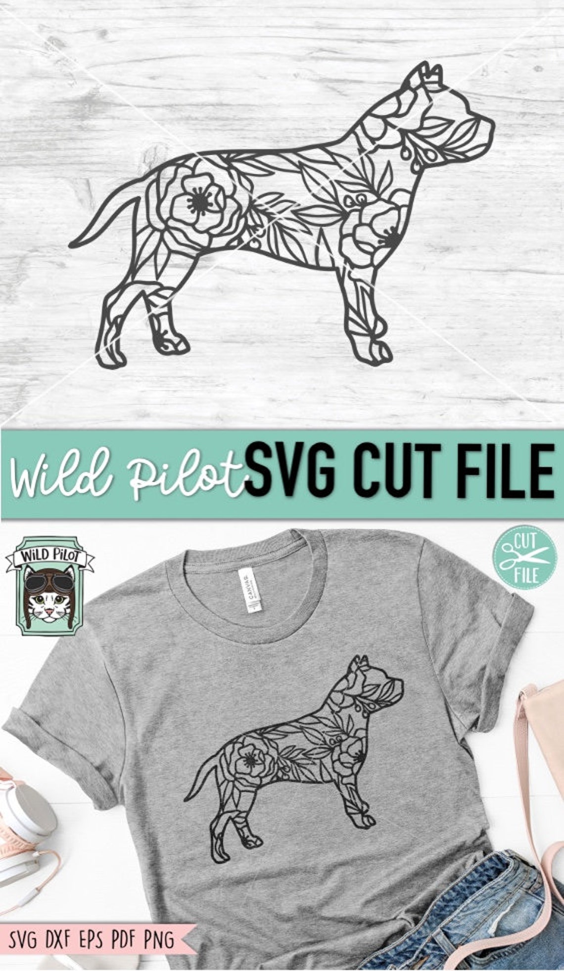 Dog Silhouette SVG File Dog Cut File Floral Dog Svg File - Etsy