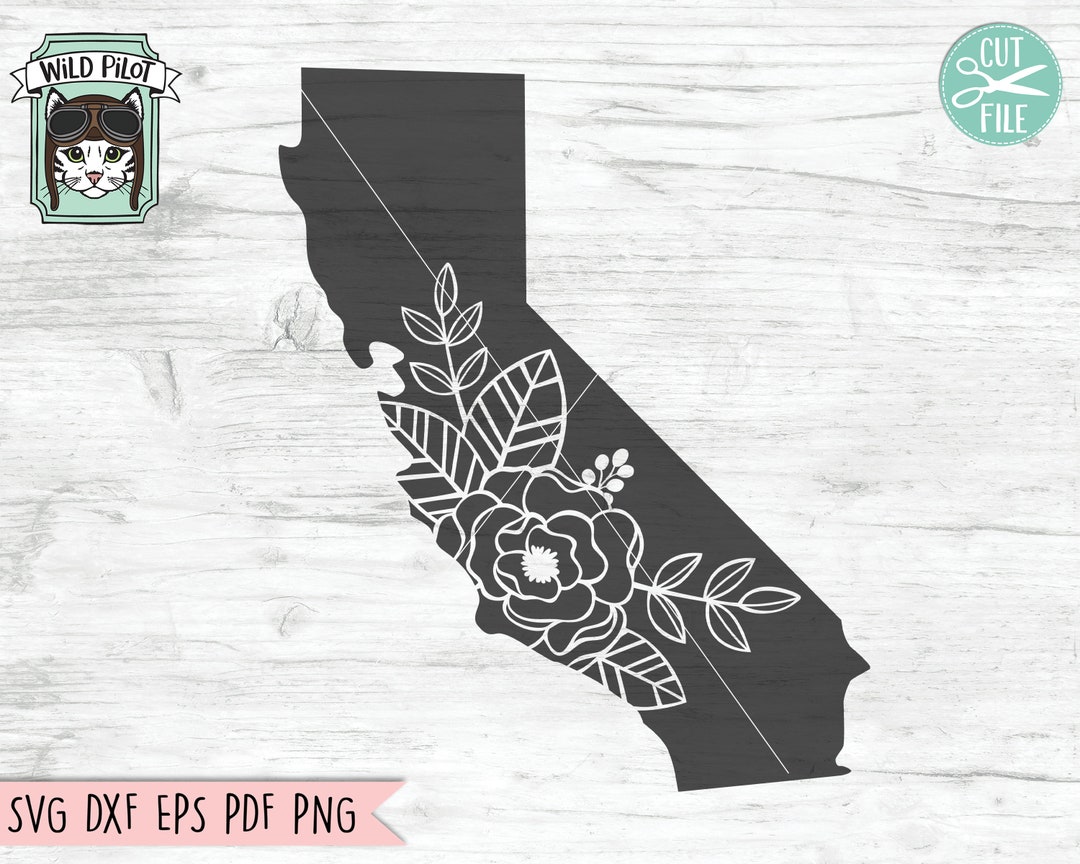 California Svg File, California Silhouette Svg File, Floral California ...