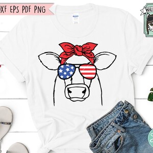July 4th Cow SVG, Fourth of July Cow Svg File, Cow Glasses Svg, July ...