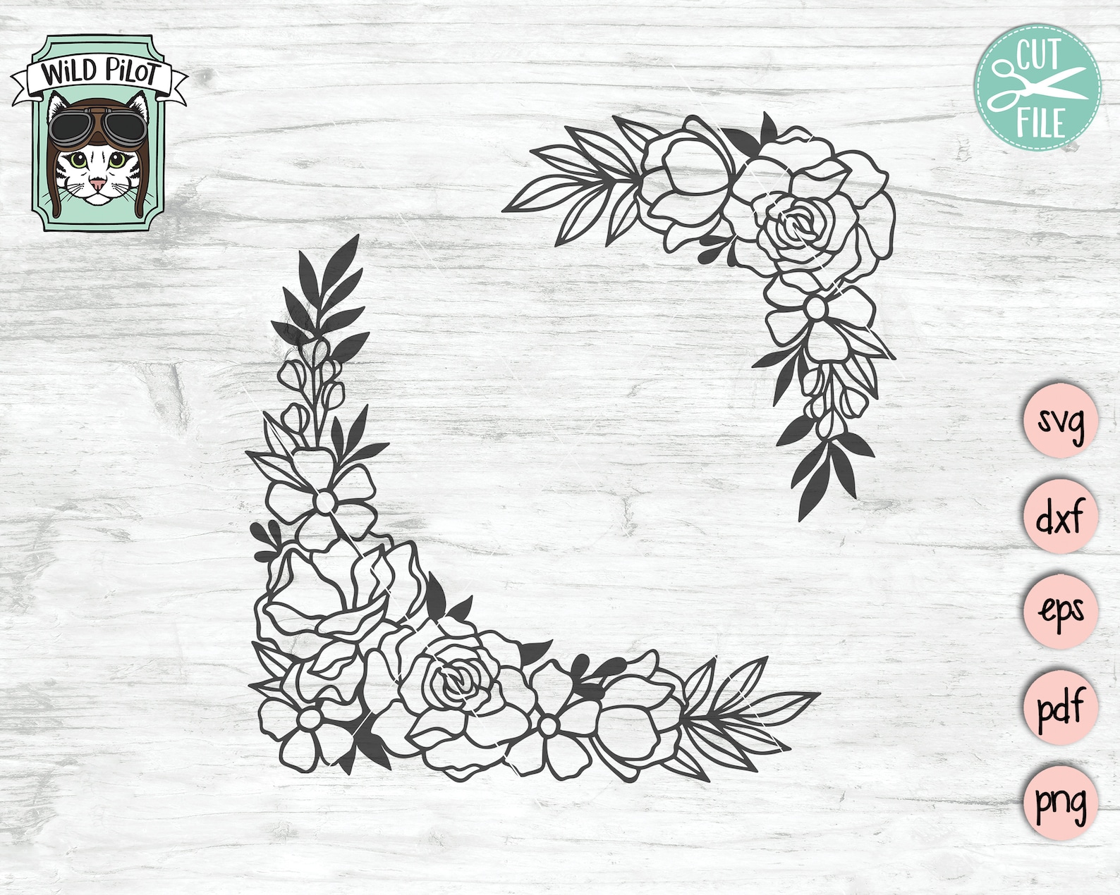 Flower SVG Files Flower Border SVG Flower Corner Svg Floral - Etsy