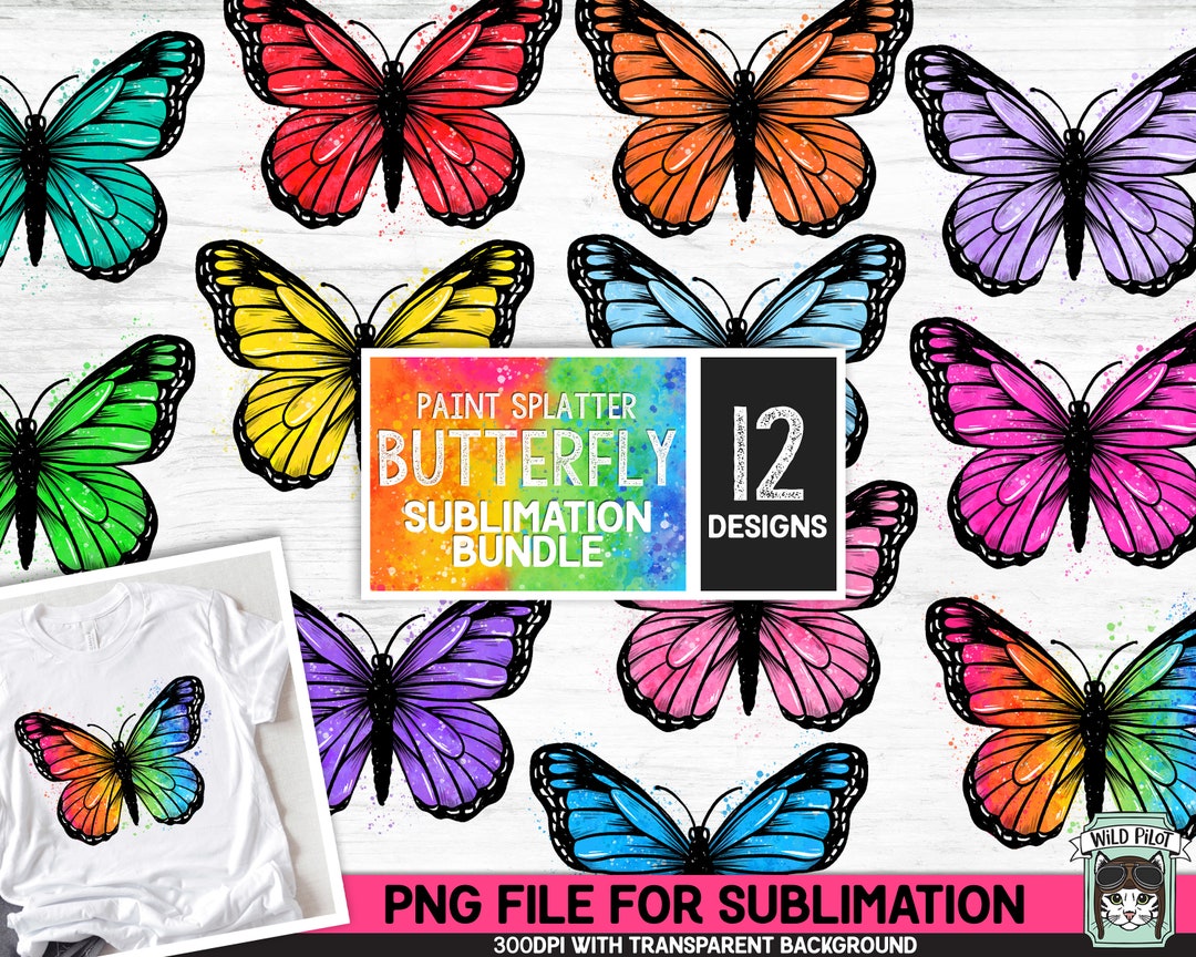 Watercolor Butterfly Bundle SUBLIMATION Design PNG, Cancer Awareness ...
