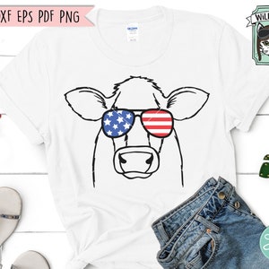 July 4th Cow SVG, Fourth of July Cow Svg File, Cow Glasses Clip Svg ...