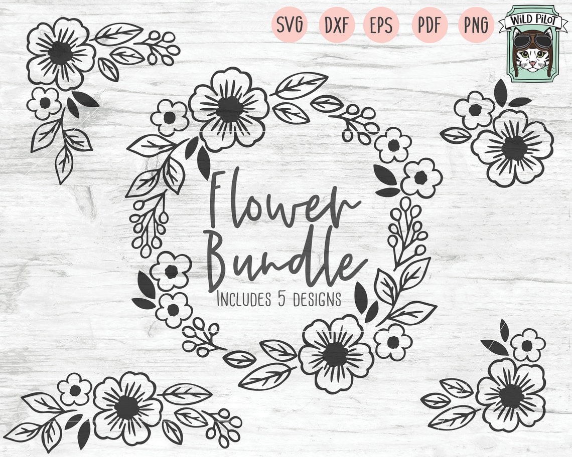 Flower SVG Files Flower Wreath SVG File Flower Borders | Etsy