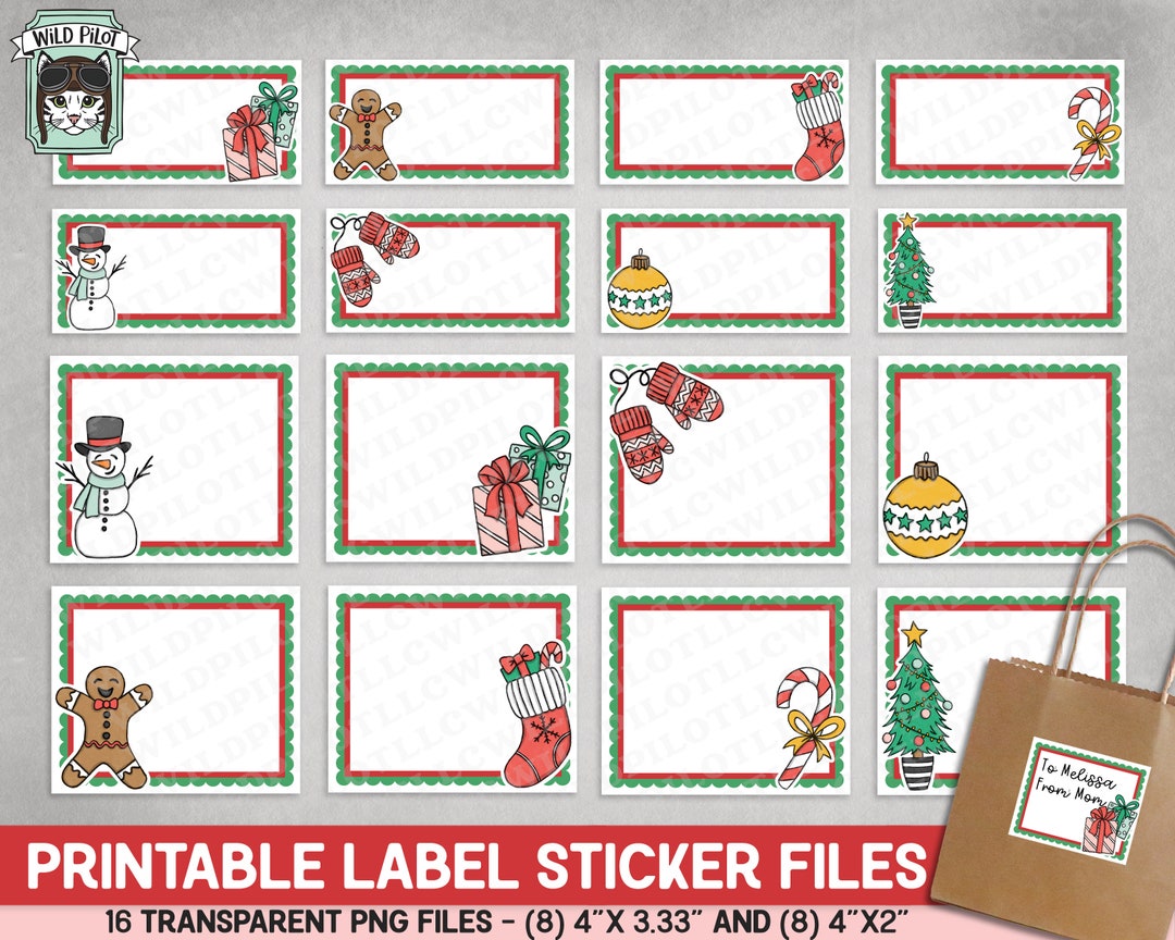 PRINTABLE Christmas Label Sticker Files PNG File, Printable Christmas ...