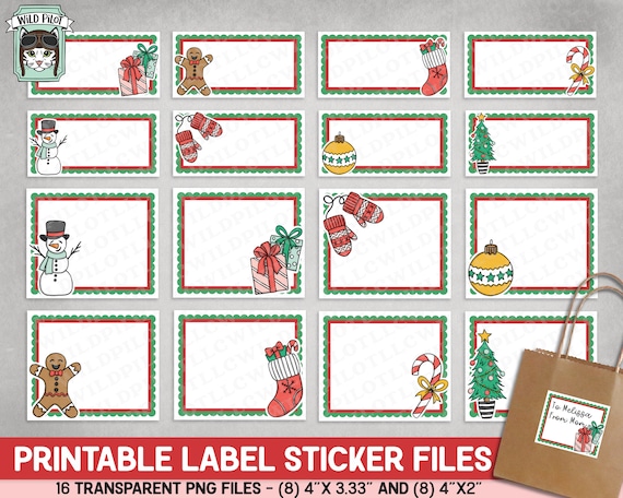 PRINTABLE Christmas Label Sticker Files PNG File Printable | Etsy