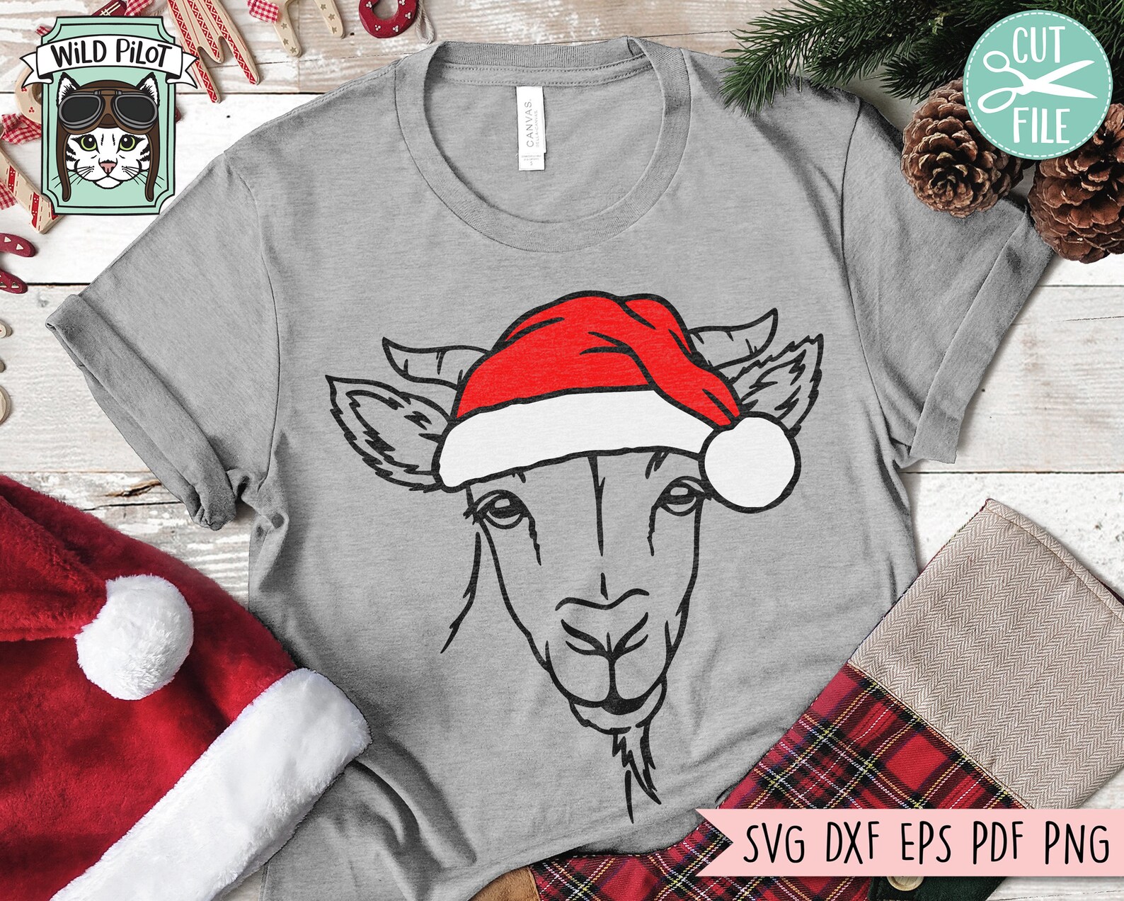 Goat Santa Hat Svg File Goat With Hat Svg Christmas Goat Svg - Etsy
