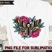 Floral Moth SUBLIMATION Design PNG, Flower Skull Moth Png File, Flower ...